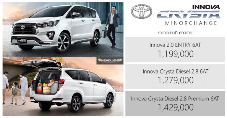 ราคาอย่างเป็นทางการ Toyota Innova Minorchange : 1,199,000 - 1,429,000 ...