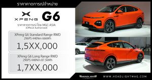 ราคาคาดการณ์ XPeng G6 : 1,5XX,000 - 1,7XX,000 บาท | ขายจริง ไตรมาส 3 ปี 2024 - HeadLight Magazine