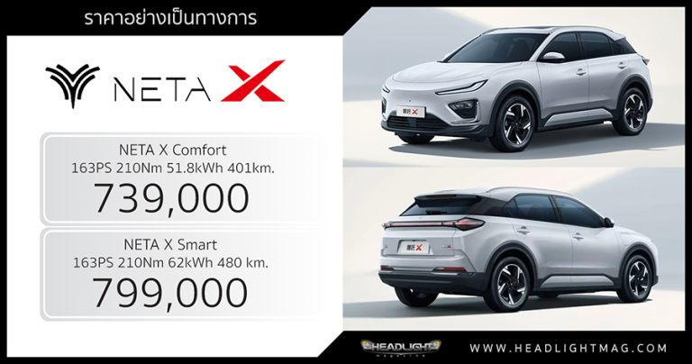 ราคาอย่างเป็นทางการ + เทียบสเป็ค NETA X : 739,000 - 799,000 บาท ...