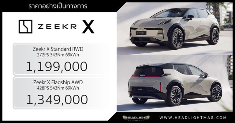 ราคาอย่างเป็นทางการ Zeekr X : 1,199,000 - 1,349,000 บาท | วิ่งไกลสุด ...