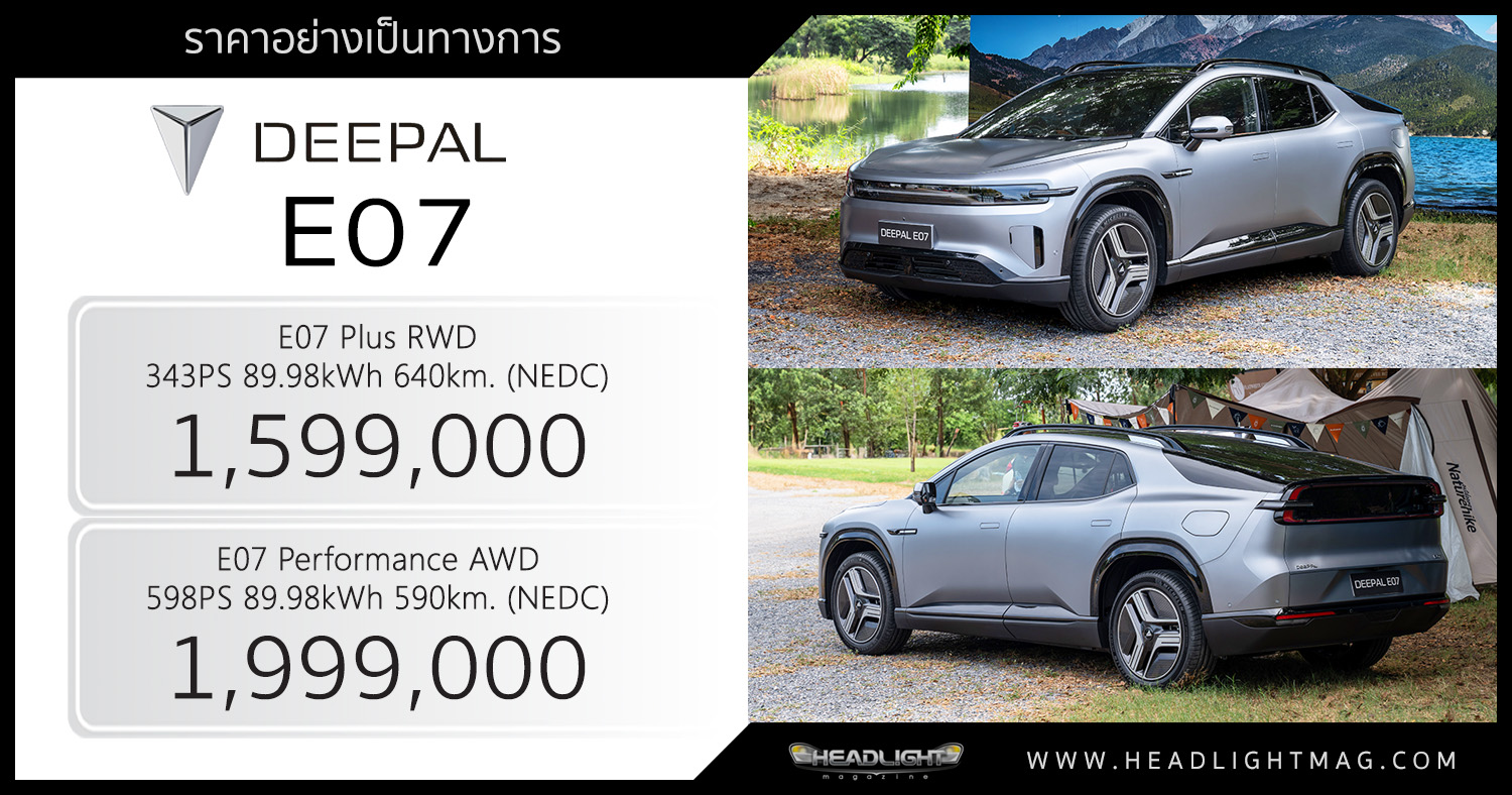 ราคาอย่างเป็นทางการ DEEPAL E07 : 1,599,000 - 1,999,000 บาท* | 598 ...